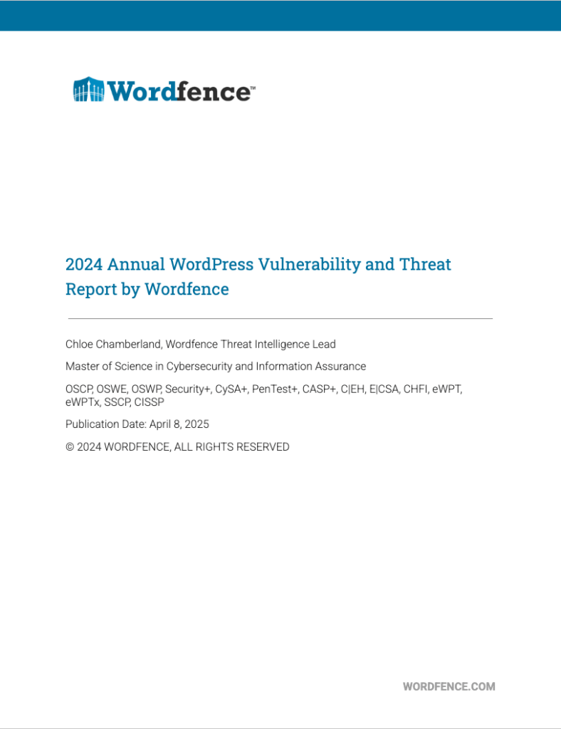 2024 Annual WordPress Security Report by Wordfence